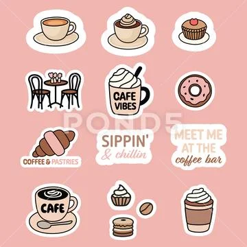 Cute Cafe Vector Clip Art Set of Elements ~ Clip Art #295820539