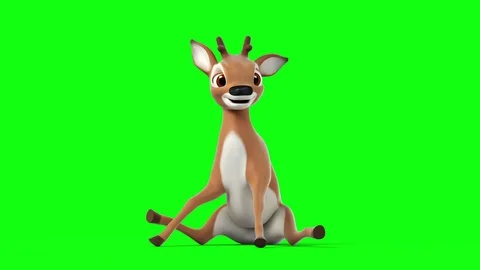 Cute Cartoon Deer on a Green Background | Stock Video | Pond5