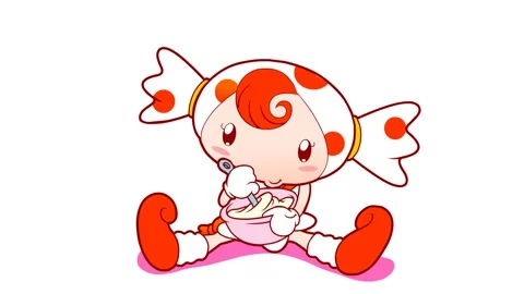 cute cartoon girl mixing flour with spoo... | Stock Video | Pond5