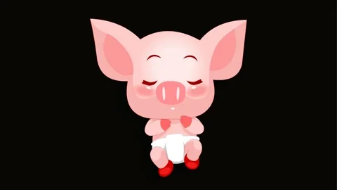 cute cartoon pig sleeping 2d animated, b... | Stock Video | Pond5