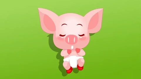 cute cartoon pig sleeping 2d animated, b... | Stock Video | Pond5