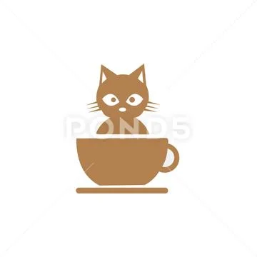Cute Cat in cup. Cartoon vector illustration, Vector clip art ...