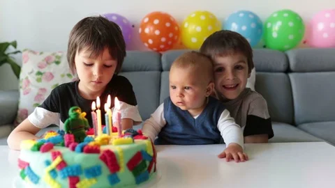 Cute children, boy brothers, celebrating... | Stock Video | Pond5