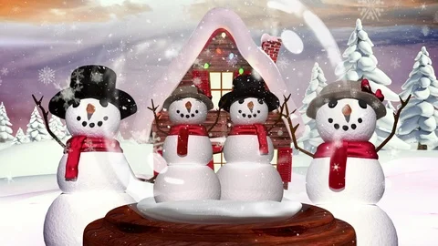 Cute Christmas animation of snowman fami... | Stock Video | Pond5