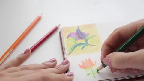 Cute color pencil doodles on paper. Art ... | Stock Video | Pond5