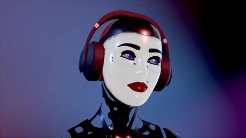 Cute cyber girl android artificial intel... | Stock Video | Pond5