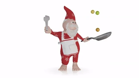 Cute dancing santa cooking food - 3d loo... | Stock Video | Pond5