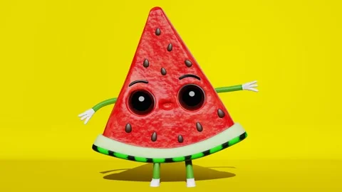 Cute dancing watermelon slice creative 3... | Stock Video | Pond5