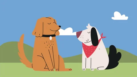 cute dogs animals characters animation | Stock Video | Pond5