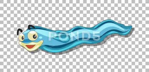 Cute eel carton character isolated on transparent background ~ Clip Art ...