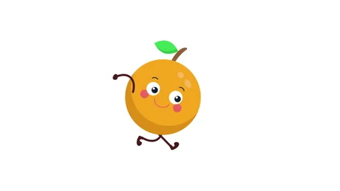cute fresh orange character running anim... | Stock Video | Pond5
