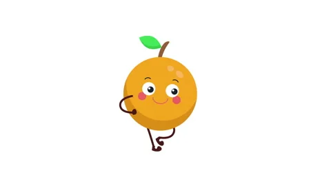 cute fresh orange character walking anim... | Stock Video | Pond5