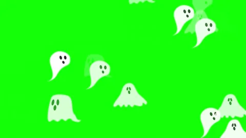 Cute Ghosts floating on Green Background... | Stock Video | Pond5