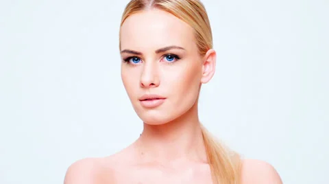 Cute Girl With Amazing Blue Eyes Posing ... | Stock Video | Pond5