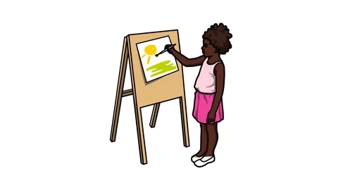 cute girl doing painting, drawing sketch... | Stock Video | Pond5