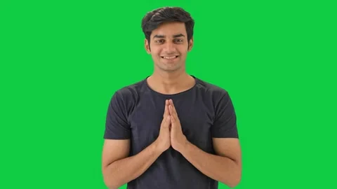 Cute Indian boy doing Namaste Green scre... | Stock Video | Pond5