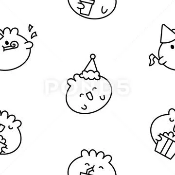 Cute kawaii smiling dim sum. Coloring Page.: Graphic #276639017