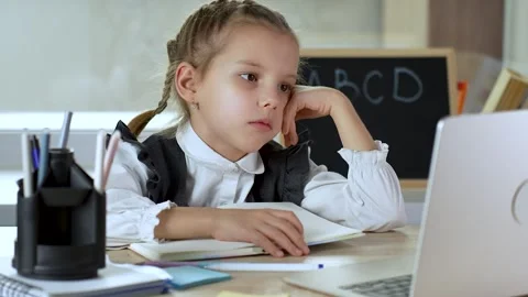 Cute kid studying hard, asleep lazy scho... | Stock Video | Pond5