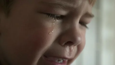Cute Little Child Boy Cry Weep Shed Tear... | Stock Video | Pond5