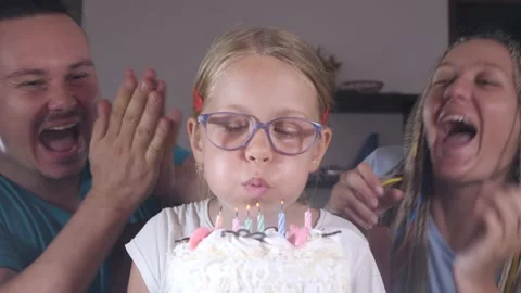 Cute little girl celebration birthday in... | Stock Video | Pond5