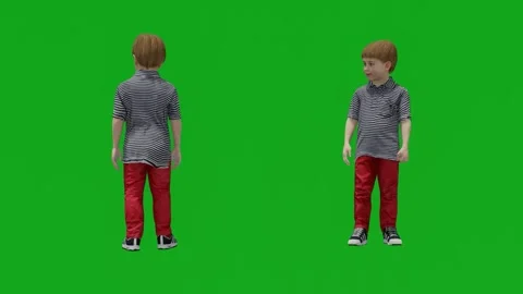 Cute little green screen 3D boy in with ... | Stock Video | Pond5