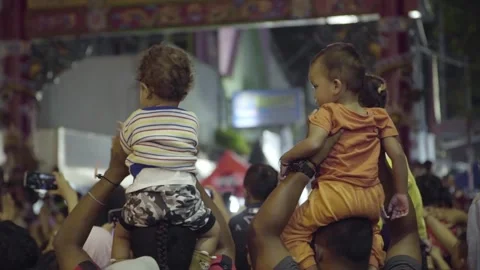 Cute little kids in the crowds of people... | Stock Video | Pond5