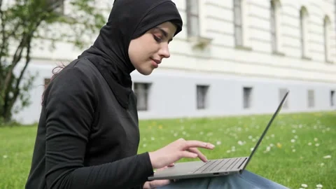 Cute muslim arab islamic student girl in... | Stock Video | Pond5