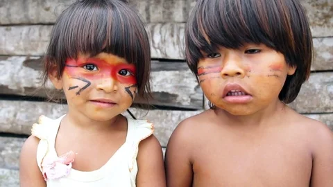 Cute Native Brazilian Child from Tupi Gu... | Stock Video | Pond5