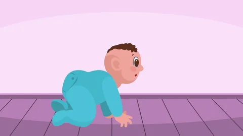 cute new born crawling character animati... | Stock Video | Pond5