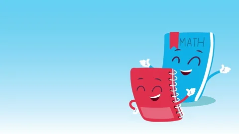 cute notebook and book kawaii comic char... | Stock Video | Pond5