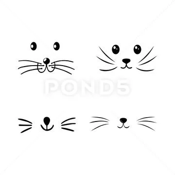 Cute rabbit nose minimalist black on white vector illustration ~ Clip ...