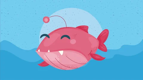cute red fish sealife animation | Stock Video | Pond5