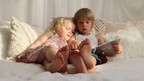 Cute sweet toddler children, tickling fe... | Stock Video | Pond5