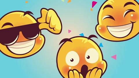 cute three emoticons faces characters an... | Stock Video | Pond5