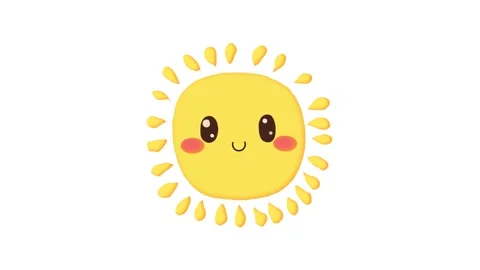 Cute Yellow Sun Animation Cartoon Charac... | Stock Video | Pond5