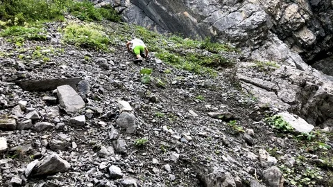 Cute young boy slipping while climbing m... | Stock Video | Pond5