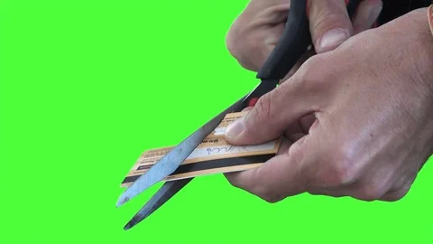 Cutting Credit Card On Green Screen | Stock Video | Pond5