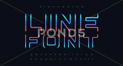 Cutting edge letter and number set, futuristic font, cyberpunk color ...