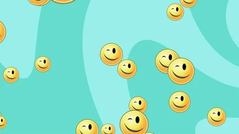 Cyan Animated Background Smiley Emoticon... | Stock Video | Pond5