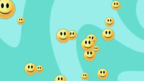 Cyan Animated Background Smiley Emoticon... | Stock Video | Pond5