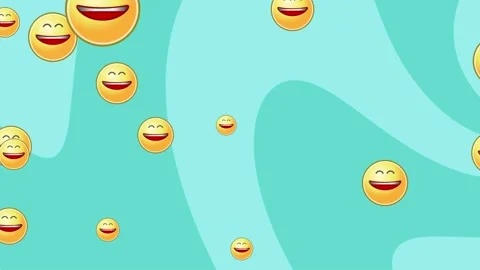 Cyan Animated Background Smiley Emoticon... | Stock Video | Pond5