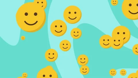 Cyan Animated Background Smiley Emoticon... | Stock Video | Pond5