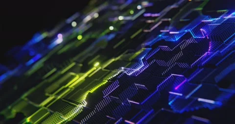 Cyber circuit grid motion graphics on bl... | Stock Video | Pond5
