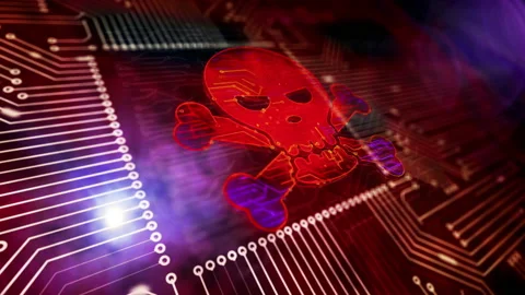 Cyber crime and skull symbols loopable 3... | Stock Video | Pond5