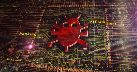 Cyber crime with virus or worm symbol di... | Stock Video | Pond5