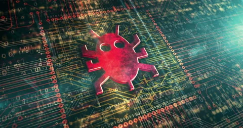 Cyber crime with virus or worm symbol di... | Stock Video | Pond5