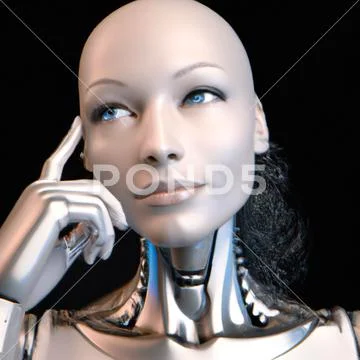 Cyber Girl humanoid robot with artificial intelligence – Digital 3D Illustration Illustration ...