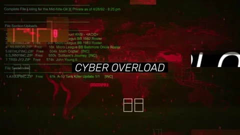 Cyber Overload Warning Text on hacking b... | Stock Video | Pond5