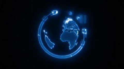 Cyber Planet Earth Logo With Hud Infogra... | Stock Video | Pond5