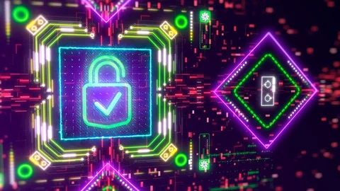 Cyber security and internet safety symbo... | Stock Video | Pond5